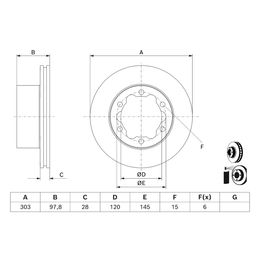 Bosch Bremsscheibe 0 986 479 J14 hinten rechts links bel&uuml;ftet 303mm f&uuml;r VW MAN 65508030002 2N0615601C