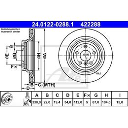 ATE Bremsensatz, Scheibenbremse Bremsen-Set VA + HA SIZW2N9K68 Hinterachse bel&uuml;ftet 330mm 22mm f&uuml;r Mercedes MAYBACH JEEP