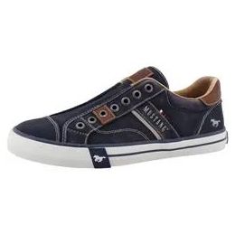 Slip-On Sneaker Mustang SHOES "Calogero", Herren, Gr. 44, navy, Baumwolle, Schuhe, Slipper, Freizeitschuh, Halbschuh mit Kontrastn&auml;hten