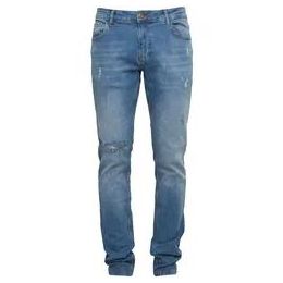 Bequeme Jeans 2Y Premium "2Y Premium Herren 2Y Destroyed Slim Fit Jeans", Damen, Gr. 34/32, L&auml;nge 32, blau, 97% Baumwolle, 3% Elasthan, unifarben, Jeans