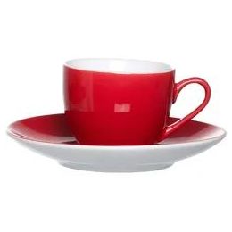 Ritzenhoff & Breker Tasse RITZENHOFF & BREKER "Espressotasse mit Untertasse Doppio 80 ml", rot, 2 tlg., Porzellan, Trinkgef&auml;&szlig;e, Tasse