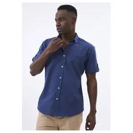 Langarmhemd FELIX HARDY "Leinen-Shirt", Herren, Gr. M, Normalgr&ouml;&szlig;en, indigo, 85% Baumwolle, 15% Leinen, Hemden