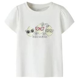 T-Shirt name it "NMFVIBEKE CAPSL TOP", M&auml;dchen, Gr. 92, cloud dancer print:sun and fun, Jersey, Obermaterial: 100% Baumwolle, bedruckt, unifarben, normal normal, Rundhals, Shirts T-Shirt