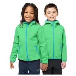 Softshelljacke Jack Wolfskin "FOURWINDS JACKET KIDS", Jungen, Gr. 128, lizard, Softshell, Obermaterial: 100% Polyester. Innenseite: 100% Polyester, hoch geschlossener Ausschnitt, eingefasste Kante, Jacken Softshelljacke