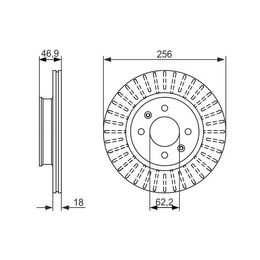 Bosch Bremsscheibe 0 986 479 577 vorne rechts links bel&uuml;ftet 256mm f&uuml;r HYUNDAI 517121J500