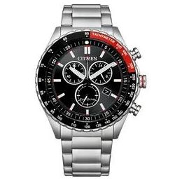 Chronograph Citizen "Eco-Drive Sports Chrono", silberfarben, schwarz, Armbanduhren, Herren, Chronograph, Armbanduhr, Solar, Herrenuhr, Edelstahlarmband, analog, Big Date