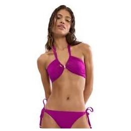 Bandeau-Bikini-Top Triumph "Summer Sunset Bandeau", Damen, Gr. 42, Cup C, raspberry juice, Glitzergarne;Microfaser, Obermaterial: 70% Polyamid, 16% metallisierte Fasern, 14% Elasthan, Bikini-Oberteile, weicher Lurex