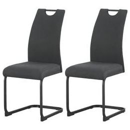 Esszimmerstuhl Home Affaire "KANATA, 2er Set, mit Metallgestell in matt schwarz", schwarz matt, pulverbeschichtet, anthrazit, B:43cm H:98cm T:59cm, Metall, Polyester, St&uuml;hle, Esszimmerstuhl, in verschiedenen Farben, Belsatbarkeit pro Stuhl 120 kg