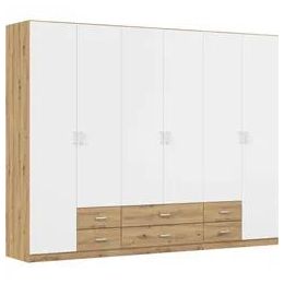 Dreht&uuml;renschrank Rauch "Kleiderschrank Garderobe GAMMA Breiten 91/136/181/226/271/315/360 cm", eiche artisan, alpinwei&szlig;, griffe alu, B:271cm H:210cm T:54cm, Holzwerkstoff, Schr&auml;nke, Dreht&uuml;renschrank, mit Schubladen, verschiedene Griff-Varianten TOPSELLER MADE IN GERMANY