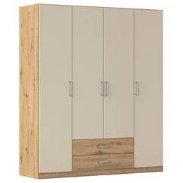 Dreht&uuml;renschrank Rauch "Kleiderschrank Garderobe GAMMA Breiten 91/136/181/226/271/315/360 cm", eiche artisan, beige (champagner), griffe chrom, B:181cm H:210cm T:54cm, Holzwerkstoff, Schr&auml;nke, Dreht&uuml;renschrank, mit Schubladen, verschiedene Griff-Varianten TOPSELLER MADE IN GERMANY