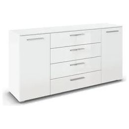 Kombikommode Rauch "Sideboard Schubkommode Kommode MONTCLAR Front Dekor/Hochglanz/Glas", alpinwei&szlig;, hochglanz wei&szlig;, griffe chrom, B:160cm H:81cm T:42cm, Holzwerkstoff, Sideboards, Kombikommode, 2-t&uuml;rig, 4 ger&auml;umige Schubladen, viele Griffvarianten MADE IN GERMANY