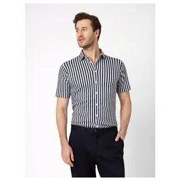 Kurzarmhemd DESOTO "Casual Kent 1/2", Herren, Gr. M, N-Gr, dunkelblau stripes, Jersey, Obermaterial: 100% Baumwolle, slim fit normal, Hemden, Jerseyhemd, slim fit, Kentkragen, b&uuml;gelfrei
