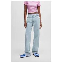 HUGO BOSS Straight-Jeans HUGO BLUE "Elyah", Damen, Gr. 33, L&auml;nge 34, turquoise, aqua 449, Denim/Jeans, Obermaterial: 99% Baumwolle, 1% Elasthan, unifarben, straight fit lang, Jeans Straight-Jeans, Mid Rise, extralang