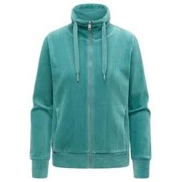Sweatjacke Ragwear "Ronette Cordy", Damen, Gr. L (40), petrol, Sweatware, Material: 76% Baumwolle, 20% Polyester, 4% Polyester, figurumspielend h&uuml;ftbedeckend, hoch geschlossener Ausschnitt, &Auml;rmel ohne &Auml;rmelschlitz elastischer Bund, Sweatjacken Sweatjacke, Zip-Jacke aus weichem Kord und hohem Kragen