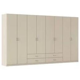 Dreht&uuml;renschrank Rauch "Kleiderschrank Garderobe GAMMA Breiten 91/136/181/226/271/315/360 cm", beige (champagner), griffe alu, B:360cm H:210cm T:54cm, Holzwerkstoff, Schr&auml;nke, Dreht&uuml;renschrank, mit Schubladen, verschiedene Griff-Varianten TOPSELLER MADE IN GERMANY