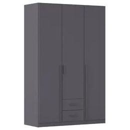 Dreht&uuml;renschrank Rauch "Kleiderschrank Garderobe GAMMA Breiten 91/136/181/226/271/315/360 cm", graumetallic, griffstangen graumetallic, B:136cm H:210cm T:54cm, Holzwerkstoff, Schr&auml;nke, Dreht&uuml;renschrank, mit Schubladen, verschiedene Griff-Varianten TOPSELLER MADE IN GERMANY