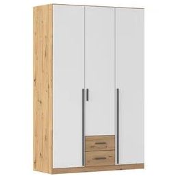 Dreht&uuml;renschrank Rauch "Kleiderschrank Garderobe GAMMA Breiten 91/136/181/226/271/315/360 cm", eiche artisan, alpinwei&szlig;, griffstangen graumetallic, B:136cm H:210cm T:54cm, Holzwerkstoff, Schr&auml;nke, Dreht&uuml;renschrank, mit Schubladen, verschiedene Griff-Varianten TOPSELLER MADE IN GERMANY