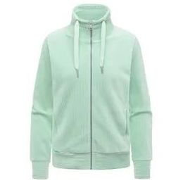 Sweatjacke Ragwear "Ronette Cordy", Damen, Gr. L (40), mint, Sweatware, Material: 76% Baumwolle, 20% Polyester, 4% Polyester, figurumspielend h&uuml;ftbedeckend, hoch geschlossener Ausschnitt, &Auml;rmel ohne &Auml;rmelschlitz elastischer Bund, Sweatjacken Sweatjacke, Zip-Jacke aus weichem Kord und hohem Kragen