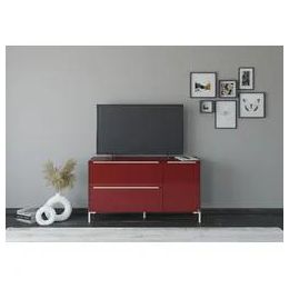Lowboard "Reno", graphit schwarz matt lack, glas bordeauxrot glanz, B:137cm H:77cm T:42cm, Glas, Holzwerkstoff, SET ONE BY Musterring, Sideboards, Lowboard, Mit Winkelfu&szlig; in diversen Farben, 77 cm H&ouml;he & Farbauswahl