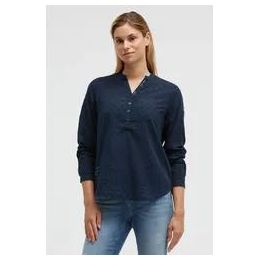 Langarmbluse SOCCX, Damen, Gr. XS, blau, Web, Material: 100% Baumwolle, bedruckt, slim fit normal, ohne Ausschnitt, mit Riegel 1-Knopf-Manschette, Blusen, im Turn-Up-Look