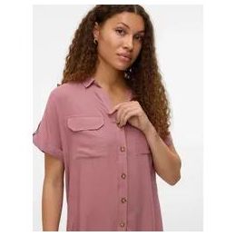 V&eacute;ro Moda Kurzarmbluse VERO MODA "VMBUMPY S/S SHIRT WVN GA NOOS", Damen, Gr. S, nostalgia rose, Web, Obermaterial: 100% Viskose, unifarben, regular fit normal, V-Ausschnitt, mit Aufschlag, Blusen, Viskose, regular fit