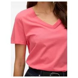 V&eacute;ro Moda Kurzarmshirt VERO MODA "VMPAULINA SS V-NECK T-SHIRT JRS NOOS", Damen, Gr. XS, coral paradise, Jersey, Obermaterial: 100% Baumwolle, unifarben, normal, V-Ausschnitt, Shirts, Baumwolle