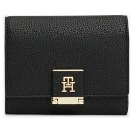 Geldb&ouml;rse Tommy Hilfiger "TH HER TRIFOLD WALLET", Herren, schwarz, Lederimitat, Basic, Kleinlederwaren, Geldbeutel, Portemonnaie, Money Pocket mit Logoemblem