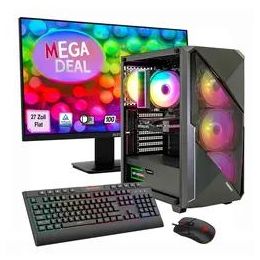 GAMEMAX Gaming-PC-Komplettsystem "MegaDeal Striker 2767 AMD Ryzen 7 5700X 16GB 480GB SSD RTX 5060", Energieeffizienz: E (A-G), schwarz, Microsoft Windows 11 Home (64 Bit), 16 GB RAM 480 GB SSD, Computer_Komplettsysteme, Windows 11 + MSI PRO MP273A LED-Monitor, 69cm (27")