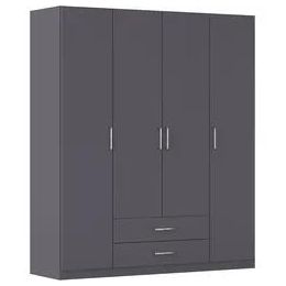 Dreht&uuml;renschrank Rauch "Kleiderschrank Garderobe GAMMA Breiten 91/136/181/226/271/315/360 cm", graumetallic, griffe chrom, B:181cm H:210cm T:54cm, Holzwerkstoff, Schr&auml;nke, Dreht&uuml;renschrank, mit Schubladen, verschiedene Griff-Varianten TOPSELLER MADE IN GERMANY