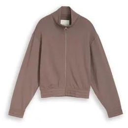 Sweatjacke Tom Tailor, Damen, Gr. 140, rusty braun, Sweatware, Obermaterial: 100% Baumwolle, unifarben, regular fit normal, ohne Ausschnitt, elastischer Bund, Sweatjacken Sweatjacke, mit Stehkragen
