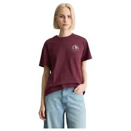 Marc O'Polo T-Shirt MARC O'POLO DENIM "aus Basic Single Jersey", Damen, Gr. XS, merlot rot, Obermaterial: 100% Baumwolle, unifarben, Basic, regular fit, Rundhals, normaler Saum, Shirts T-Shirt