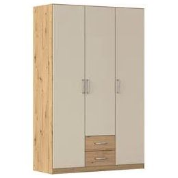 Dreht&uuml;renschrank Rauch "Kleiderschrank Garderobe GAMMA Breiten 91/136/181/226/271/315/360 cm", eiche artisan, beige (champagner), griffe chrom, B:136cm H:210cm T:54cm, Holzwerkstoff, Schr&auml;nke, Dreht&uuml;renschrank, mit Schubladen, verschiedene Griff-Varianten TOPSELLER MADE IN GERMANY