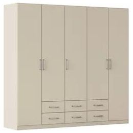 Dreht&uuml;renschrank Rauch "Kleiderschrank Garderobe GAMMA Breiten 91/136/181/226/271/315/360 cm", beige (champagner), griffe chrom, B:226cm H:210cm T:54cm, Holzwerkstoff, Schr&auml;nke, Dreht&uuml;renschrank, mit Schubladen, verschiedene Griff-Varianten TOPSELLER MADE IN GERMANY