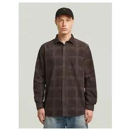 G-Star Raw Langarmshirt G-STAR "One Pocket Regular Hemd", Damen, Gr. XL, ganache gd laser check, Obermaterial: 100% Baumwolle, Shirts Langarmshirt