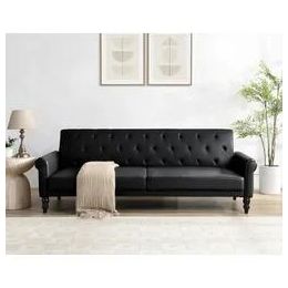 Schlafsofa DOREL HOME "Tyne", schwarz, B:222cm H:82cm T:83cm, 100% polyurethan, Sofas, Schlafsofa