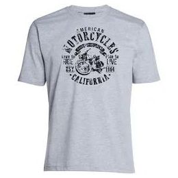 T-Shirt Ahorn Sportswear "RIDE TO LIVE", Herren, Gr. 8XL, grau (grau, meliert), 80% Baumwolle, 20% Polyester, bedruckt, normal, Rundhals, Shirts T-Shirt, mit coolem Frontdruck