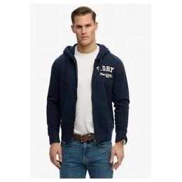 Kapuzensweatjacke Superdry "VINTAGE ATHLETIC ZIPHOOD", Herren, Gr. XL, eclipse navy, angeraute Sweatware, Obermaterial: 100% Baumwolle, meliert, loose fit normal, ohne Ausschnitt, Sweatjacken