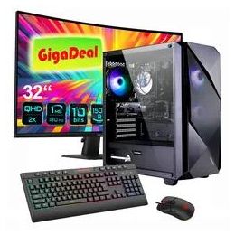 GAMEMAX Gaming-PC-Komplettsystem "GigaDeal Striker 2770 AMD Ryzen 7 9700X 32GB DDR5 1TB SSD RTX 5060Ti", Energieeffizienz: G (A-G), schwarz, Microsoft Windows 11 Home (64 Bit), 32 GB RAM 1.000 GB SSD, Computer_Komplettsysteme, Windows 11, DDR5 RAM + Gigabyte GS32QCA LED-Monitor Curved