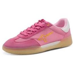 Sneaker Tamaris, Damen, Gr. 40, pink, Lederimitat, Textil, Ziegenveloursleder, unifarben mit Farbeinsatz, Schuhe Sneaker, Freizeitschuh, Halbschuh, Schn&uuml;rschuh mit transparenter Laufsohle