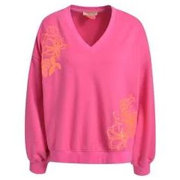 Smith & Soul Sweatshirt SMITH & SOUL, Damen, Gr. XXL, fuchsia, Sweatware, Obermaterial: 70% Baumwolle, 30% Polyester, unifarben, oversize h&uuml;ftbedeckend, V-Ausschnitt, angesetztes B&uuml;ndchen, Sweatshirts Sweatshirt, mit V-Ausschnitt, Oversize Fit