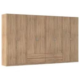Dreht&uuml;renschrank Rauch "Kleiderschrank Garderobe GAMMA Breiten 91/136/181/226/271/315/360 cm", eiche sonoma, griffe alu, B:360cm H:210cm T:54cm, Holzwerkstoff, Schr&auml;nke, Dreht&uuml;renschrank, mit Schubladen, verschiedene Griff-Varianten TOPSELLER MADE IN GERMANY