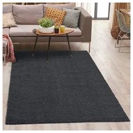 Hochflor-Teppich Carpet City "Plainy", grau (anthrazit), B:120cm H:30mm L:170cm, Polyester, Teppiche, Shaggy Polyester Teppich, besonders weich, Uni-Farben