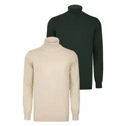 Rollkragenpullover FELIX HARDY "Rollkragenpullover 2er-Pack", Herren, Gr. L, beige, gr&uuml;n, 100% Baumwolle, Pullover Rollkragenpullover