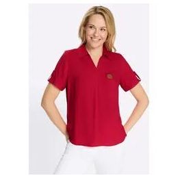 Kurzarmbluse Classic Basics, Damen, Gr. 46, rot, 100% Viskose, unifarben, V-Ausschnitt, Blusen