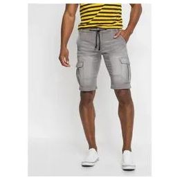 Bermudas bonprix, Herren, Gr. 52, N-Gr, hellgrau denim, Web, Obermaterial: 73% Baumwolle, 25% Polyester, 2% Elasthan, regular fit, Hosen Bermudas, aus Baumwolle und Polyester, mit Used-Effekt, regular fit