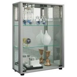 Standvitrine Vcm "Glas Stand Vitrine Sammelvitrine Sintalo Spiegel", silber, B:60cm T:25cm, Obermaterial: 100% Holz Wood., Schr&auml;nke, Standvitrine