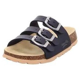 Hausschuh Superfit "FU&szlig;BETTPANTOLETTE, WMS: mittel", M&auml;dchen, Gr. 30, dunkelblau, Lederimitat, unifarben, Schuhe Hausschuh, Schlappen, Hausschuh mit allover Print, Gr&ouml;&szlig;enschablone zum Download