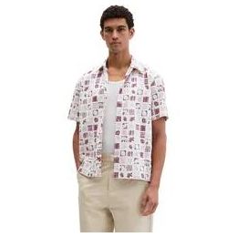 Marc O'Polo Kurzarmhemd MARC O'POLO "aus Bio-Baumwoll-Popeline", Herren, Gr. XL, Normalgr&ouml;&szlig;en, medium rot, Obermaterial: 100% Baumwolle, bedruckt, regular fit normal, normaler Saum, Hemden