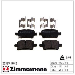Zimmermann Bremsbelagsatz, Scheibenbremse 22129.170.2 hinten rechts links Foto entspricht Lieferumfang f&uuml;r BUICK (SGM) CHEVROLET OPEL 95526568 3903719