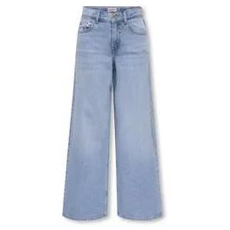 Weite Jeans KIDS Only "KOGLOPEZ HW WIDE DNM BOX", Jungen, Gr. 134, N-Gr, light blau denim, Denim/Jeans, Obermaterial: 100% Baumwolle, Abriebeffekte, unifarben, weit lang, Jeans